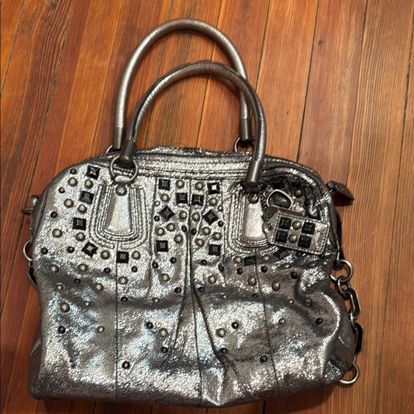 Coach | Bags | Coach Silver And Black Studded Handbag | Poshmark
